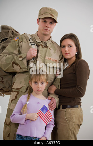 Military father saying goodbye Stock Photo - Alamy