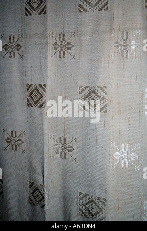 Detail of an antique handwoven lamba a traditional Madagascar textile ...