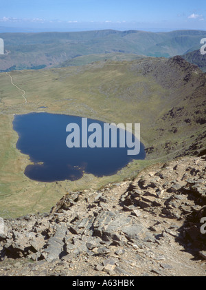 Red Tarn seen from Swirral Edge, Helvellyn, with Striding Edge beyond ...