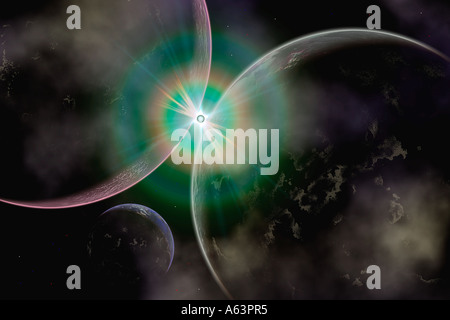 Planets and Sun to scale, illustration Stock Photo - Alamy