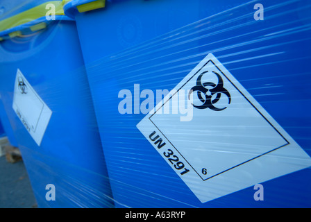 biohazard sign on blue container Stock Photo: 11451324 - Alamy
