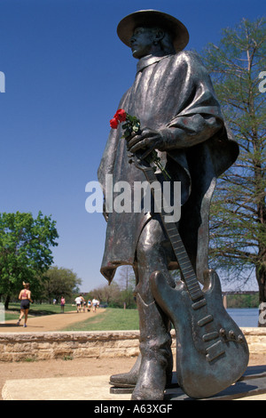 Statue of Stevie Ray Vaughan on top of the SRV art car made by Rebecca ...