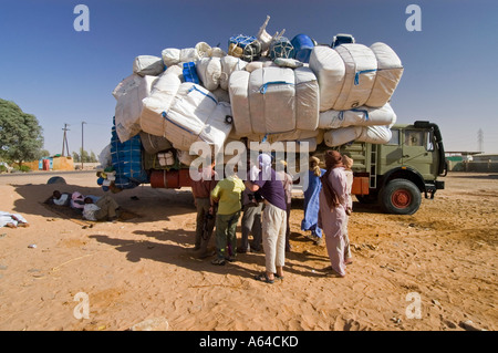Totally overloaded truck at the oasis of Kufra, Kufrah, Al Kufrah ...