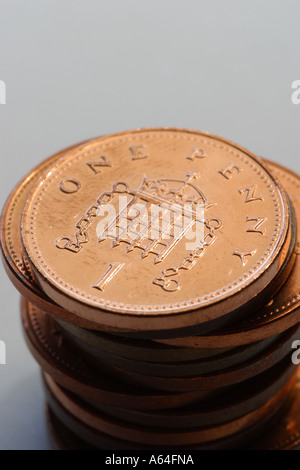 Stack of British one penny 1p coins Stock Photo - Alamy