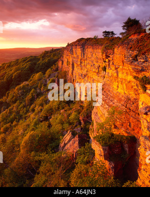 Whitestone Cliff at sunset near Sutton Bank in the North York Moors ...
