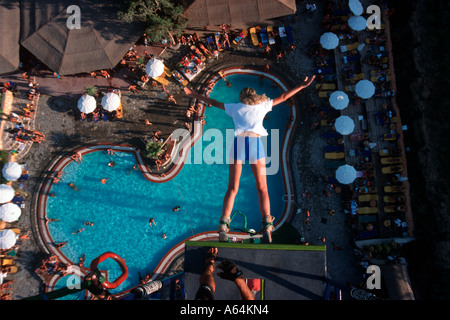 Bungee Jump over Swimming Pool Faliraki Rhodes Greece Stock Photo ...