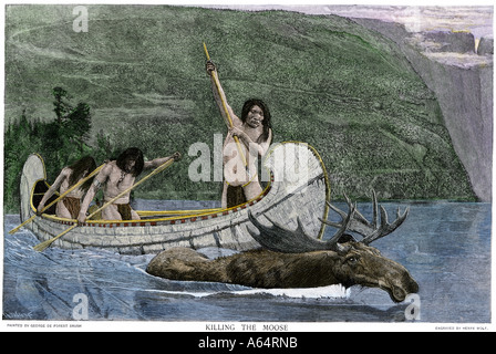 Native American moose hunting in North West Territory Stock Photo - Alamy