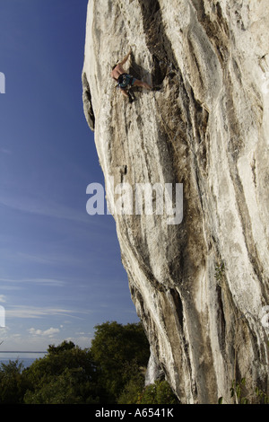 Rock climbing in Costiera near Trieste, Italy Stock Photo - Alamy
