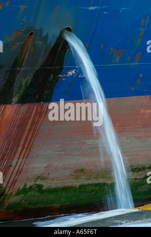 A flow of water being pumped out into a stream or river from the bank ...