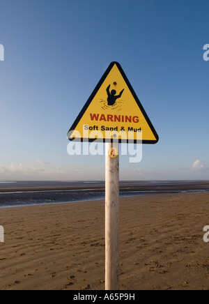 Danger warning sinking sand Burnham on Sea Somerset England Stock Photo ...