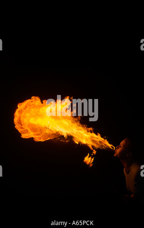 Female fire breather Stock Photo - Alamy