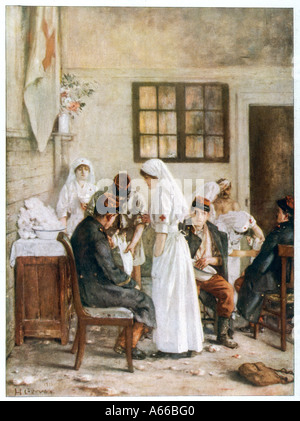 A first aid station - wounded soldiers entering an aid station during ...