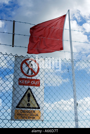 Red flag warning that the army firing ranges are in use on Garth Hill ...