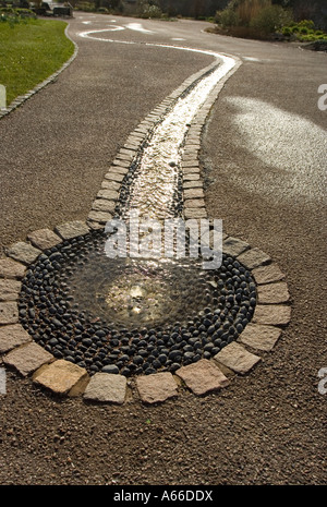 a garden with garden rill water feature made from stone water marginal ...