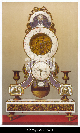 A clock produced during the French Revolution, featuring a lower dial ...