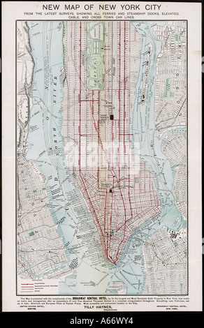 New York Street Plan - 1895 Stock Photo - Alamy