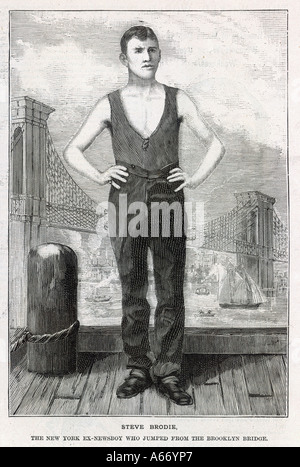 A portrait of Steve Brodie, who performed the feat of jumping off the ...