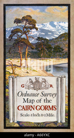 Cover design of an Ordnance Survey Map of the Cairngorms Date: 1929 ...