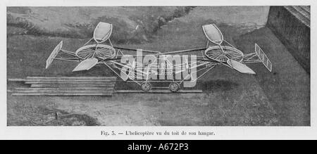 French designer Paul Cornu's helicopter, with its creator seated at the ...