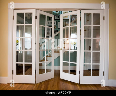 Partially Open French Doors Stock Photo - Alamy