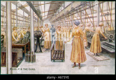 World war one munitions factory workers nose a shell after heating it ...