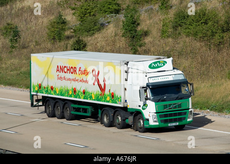 Arla lorry and articulated trailer with advertising for Achor food ...
