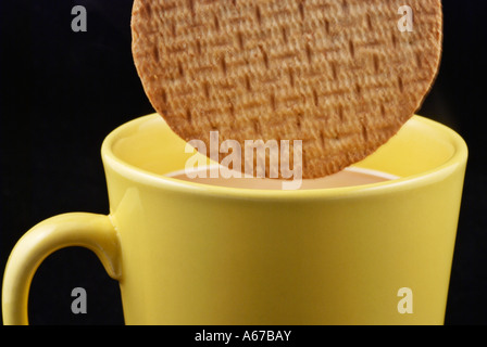 Tea and Biscuits A digestive biscuit being dipped or dunked into a cup ...