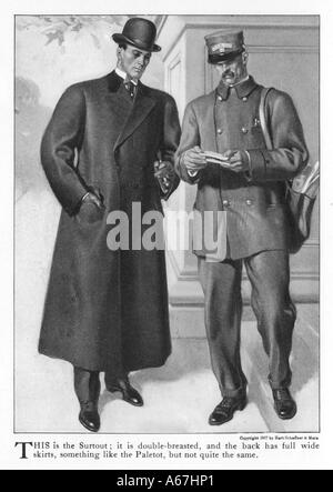 An American surtout greatcoat: double-breasted with waist seam, full ...