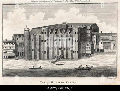 Baynard's Castle, Blackfriars, London. Destroyed 1666. HARRISON, print 1775 Stock Photo - Alamy