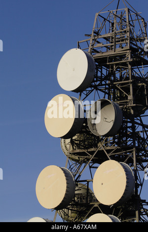 antenna microwave cell tower dish dishes drums Stock Photo - Alamy