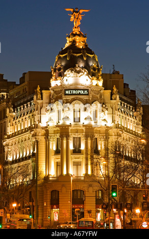 Alcala Street and Gran Via, and its facades in Madrid, Spain Stock ...