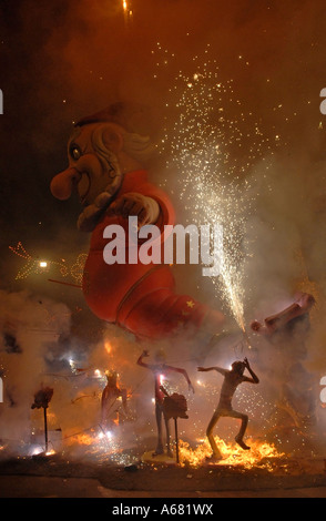Valencia the burning of the ninots during the Las Fallas festival Stock ...