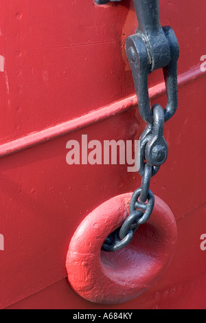 Anchor Chain To Hull Stock Photo - Alamy