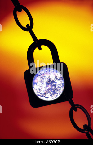 Padlock for earth Stock Photo - Alamy