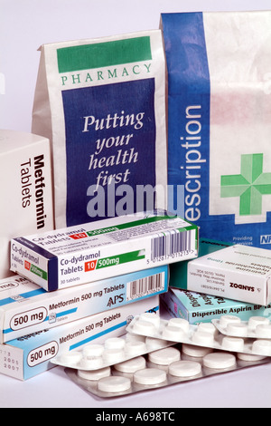 medical prescription packets boxes and trays of drugs pills tablets ...