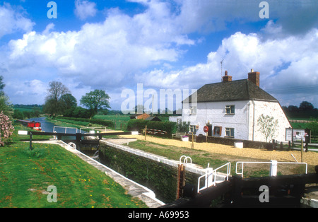 Wootton Rivers lock on the Kennet and Avon Canal in Wiltshire England ...