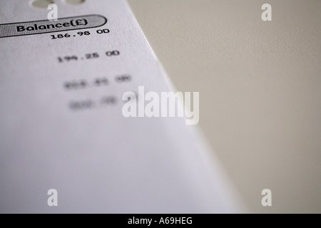 Close up of overdrawn UK bank statement Stock Photo: 11505592 - Alamy