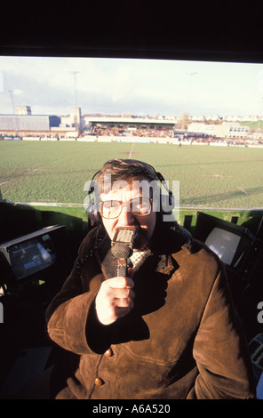BBC commentator Bill McLaren in his gantry position ready with his ...