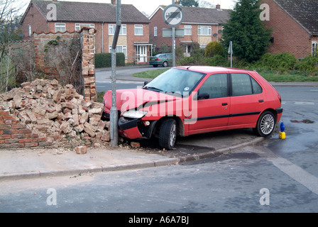 Car crash into wall Stock Photo - Alamy