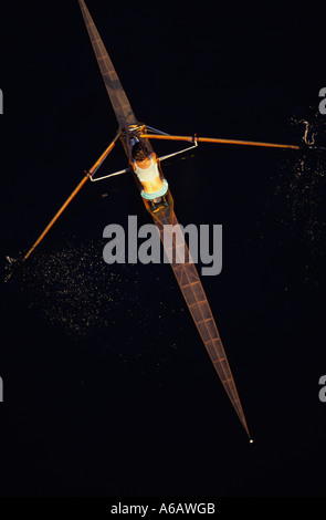 One crewman rowing overhead view, Seattle, Washington USA Stock Photo ...