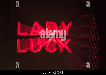 lit neon lady luck sign downtown las vegas nevada USA 2005 Stock Photo ...