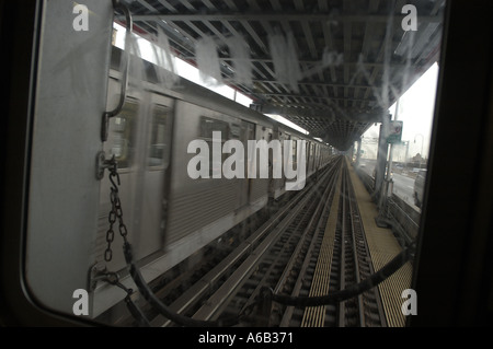 Williamsburg Subway bridge grid metal pillars commuters train station ...