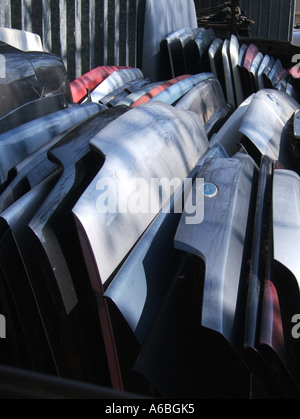car bonnets in scrap yard Stock Photo - Alamy