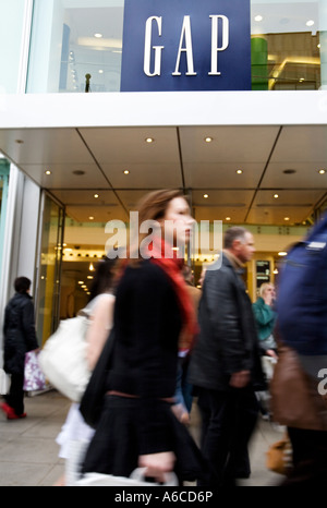 Front of the GAP store on Oxford Street with brand logo and rainbow ...