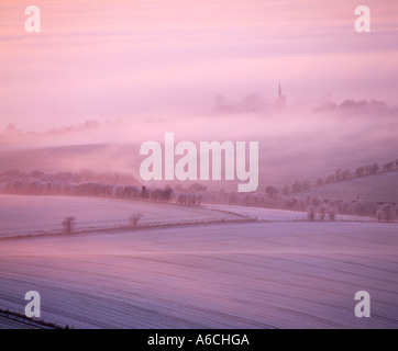 The sunset from Ivinghoe Beacon in the Chiltern Hills Area in Pitstone ...