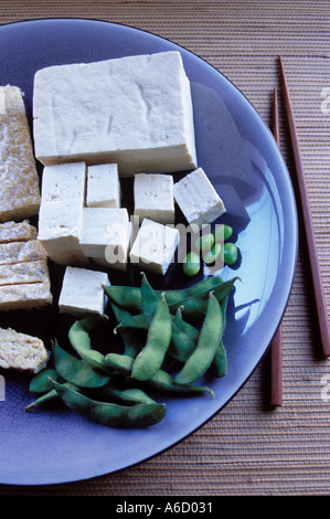 Different organic soy products on white background Stock Photo - Alamy