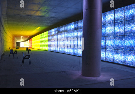 Exhibition of plastic garbage in an empty carcass of an underground ...