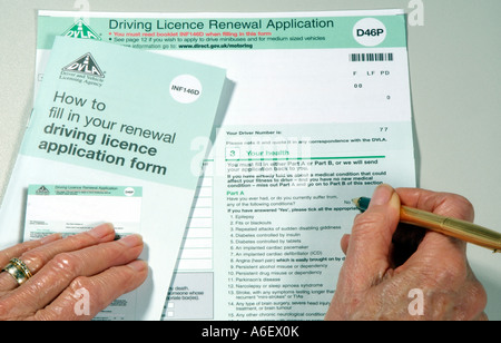 A DVLA British driving licence renewal application form D46P Stock ...
