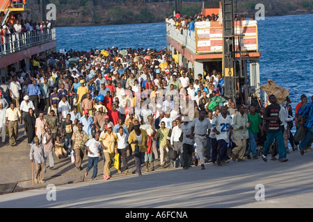 Passengers disembarking from MV Kilindini at Likoni Mombasa Kenya East ...