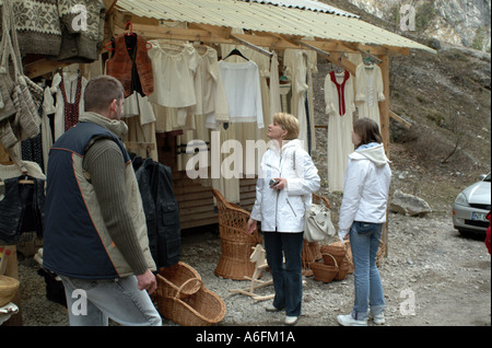 Handicraft traditional work in Bicaz Key on Bicaz River in Carpathian ...